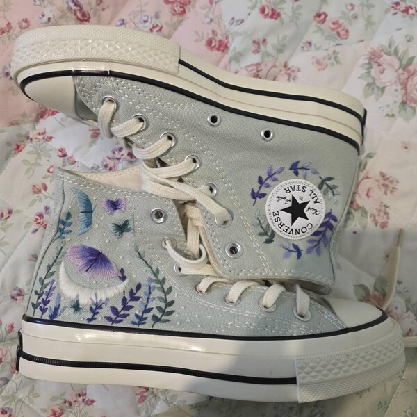 Customizable Luna Moth Butterfly Embroidered Converse Custom, Moon ...