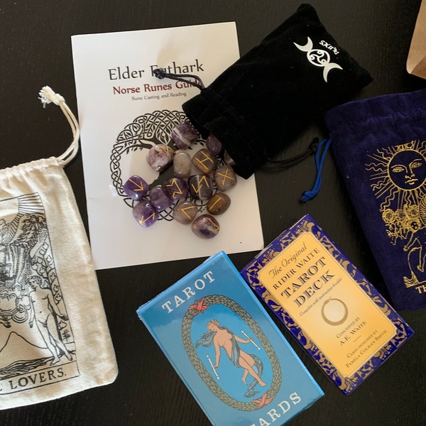 Rune Stones Gift Set Includes 21 Page Guide Book and Free Satin Lined ...