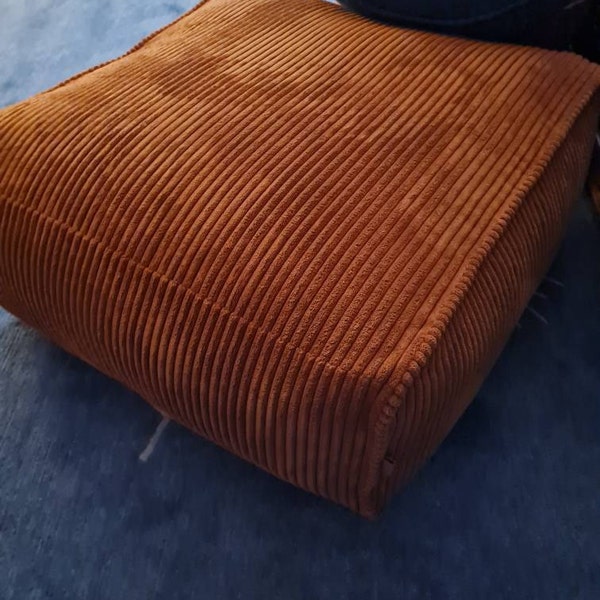 Corduroy Stuffed Sitting Pouf, Filled Floor Cushion Seat, Decorative ...