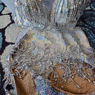 Silver Sequin Booty Shorts for Women With Beads. Perfect Festival ...