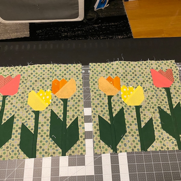Spring Tulips Flowers Easter Garden Quilt Block Pattern PDF ...
