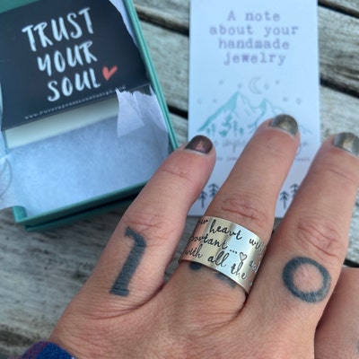 Silver Inspirational Ring Sterling Silver Quote Ring Personalized Ring ...