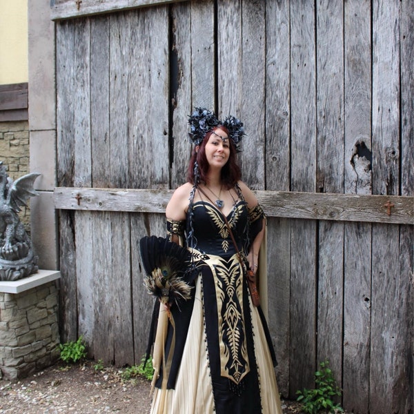 Couture Gothic Costume, Horned Costume With Feather Bolero, Skirt and ...
