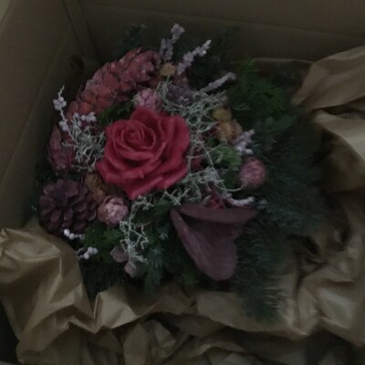 Grab Strauß red Flower Grabschmuck Wachsrose Winter Frühling - Etsy.de