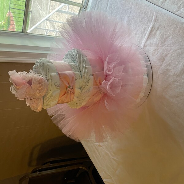 Ballerina Diaper Cake Pink Tutu Baby Shower Centerpiece for Girl ...