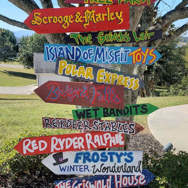Christmas Signpost , Directional Signs , Holiday Home Decor, Wooden ...