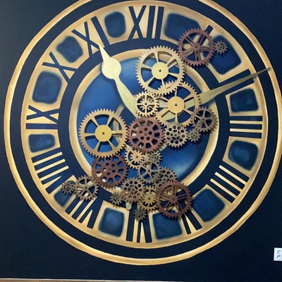 32 Rotating Gears Wall Clock. Industrial Wall Clock. Large Steampunk ...