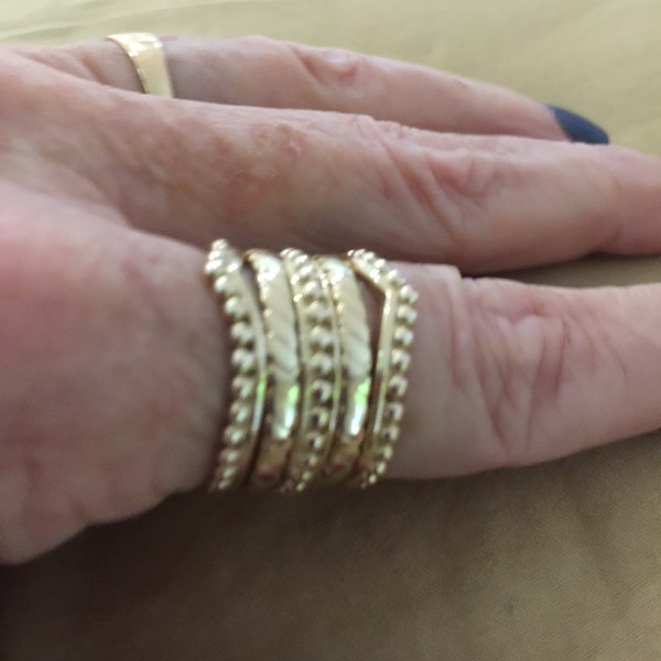 14K Gold Ring Set for Women, Gold Stacking Rings, Boho Wedding Rings ...