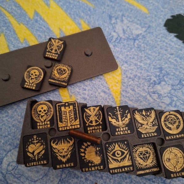 Wooden Ability Counter Set Compatible With Magic (MTG) - Laser Engraved ...