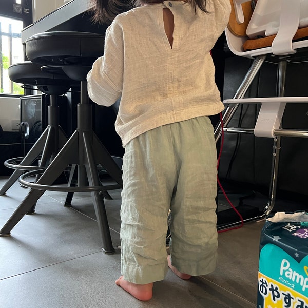 Baby Linen Top, Girls Linen Blouse Gingham, Baby Girl Linen Shirt ...