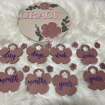 Floral Milestone Sign, SVG FILE Glowforge Flowers - Etsy