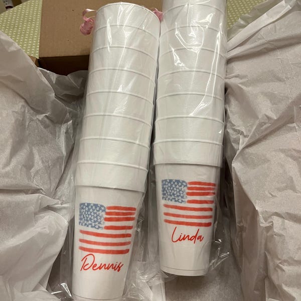 Custom Styrofoam Cups, 4th of July Styrofoam Cups, Watercolor Flag Cups ...