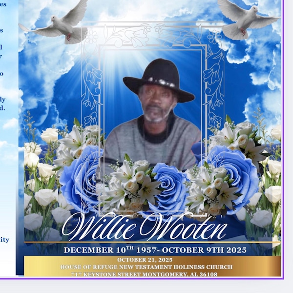 Blue Funeral Program Template: 8-page Memorial, Celebration of Life ...