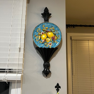 Italian Ceramic Art Tile Pantiles Pottery Lemons Blu Handmade in ITALY ...