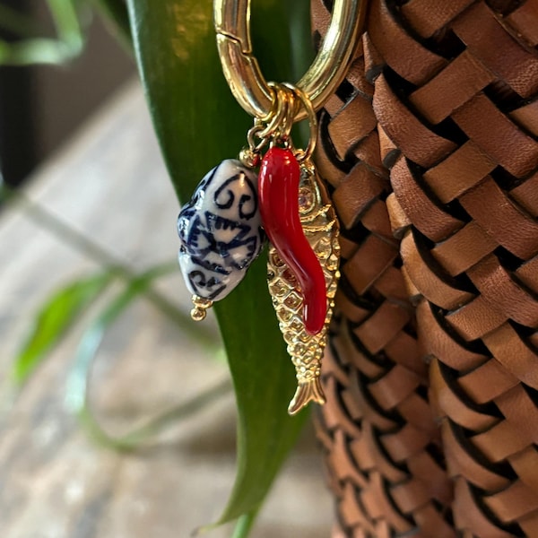 Fish Bag Charm - Sardine Bag Charm Sardine Pendant Gold Fish Charm ...