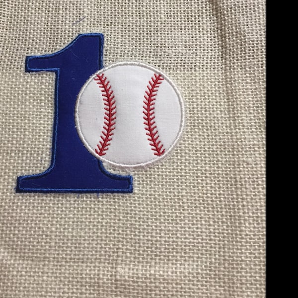 First Birthday Number 1 Baseball Design Machine Embroidery Digitized ...