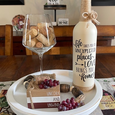 Wine Mini Book Stack, Wine Decor, Coffee Bar Decor, Wine Tier Tray ...