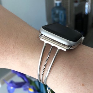 Hammered Sterling Silver Apple Watch Band Galaxy Smart Watch Band - Etsy