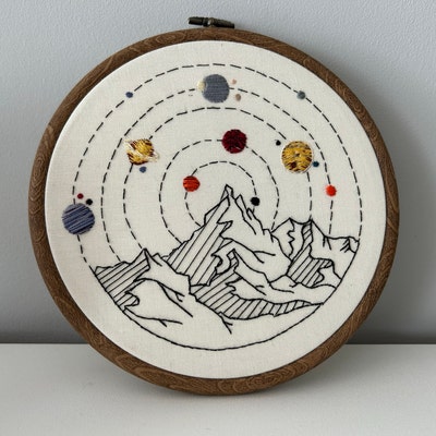 Mountain Solar System Embroidery Pattern PDF Guide Space Planets ...