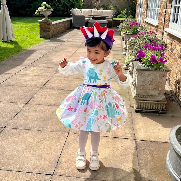 Dinosaur Dress for Girls,baby Dinosaur Dress,pastel Dinosaur Dress ...