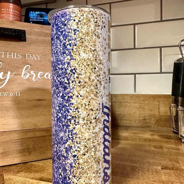 Purple & Gold Team Tumbler PNG, 20oz Skinny Tumbler Sublimation Design ...