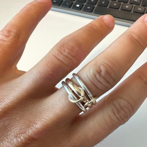 14KGF Gold Multi Link Connected Ring, Chunky Gold Ring, Gold Ring Set ...