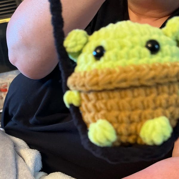 Crochet Swinging Baby Grogu | Car Mirror Accessory, Hanging Baby Grogu ...