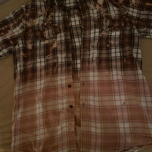Custom Bleach Splatter Flannel Shirt Bleached Grunge Style Hipster ...