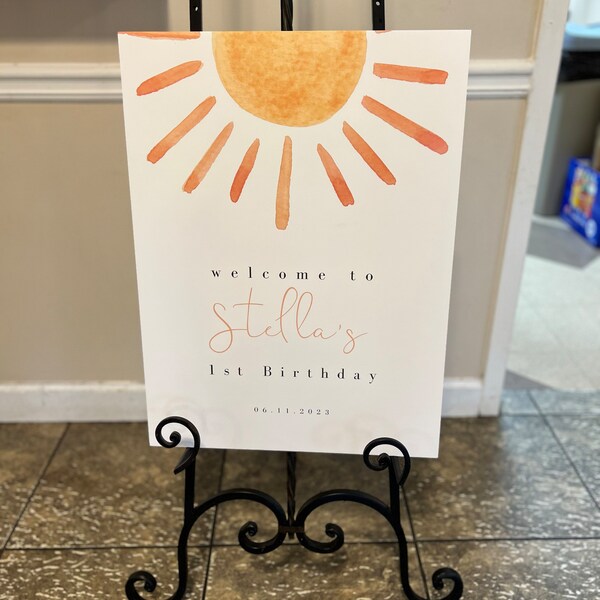 Boho Sun Birthday Welcome Sign: Sunshine Party Reception Poster ...