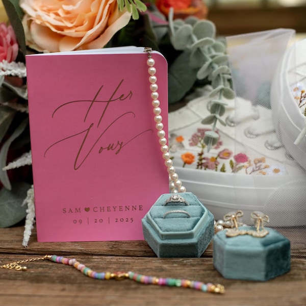 Boho Wedding Vow Books, Personalized Vow Booklets, Real Gold Foil ...