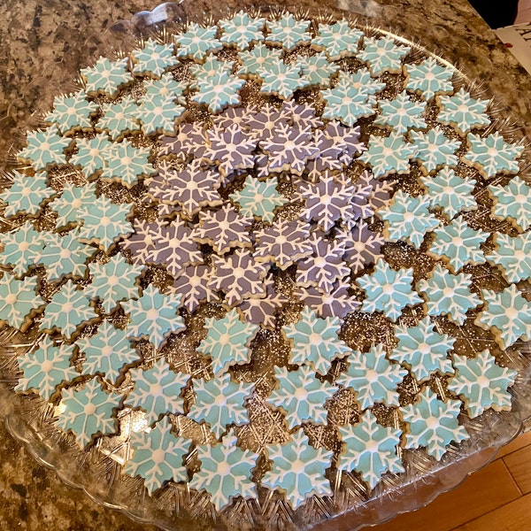 Mini Blue Snowflake Cookies - 2 1/2 Dozen Mini Cookies - Etsy