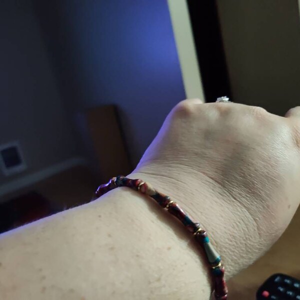 Sea Sediment Jasper Bracelet, Bamboo Shaped Beads Bracelet, Vintage ...