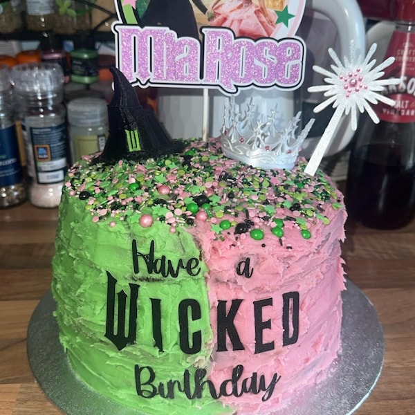 Wicked Cake Topper Bundle- Personalised 3D Name for Pink and Green Cake ...