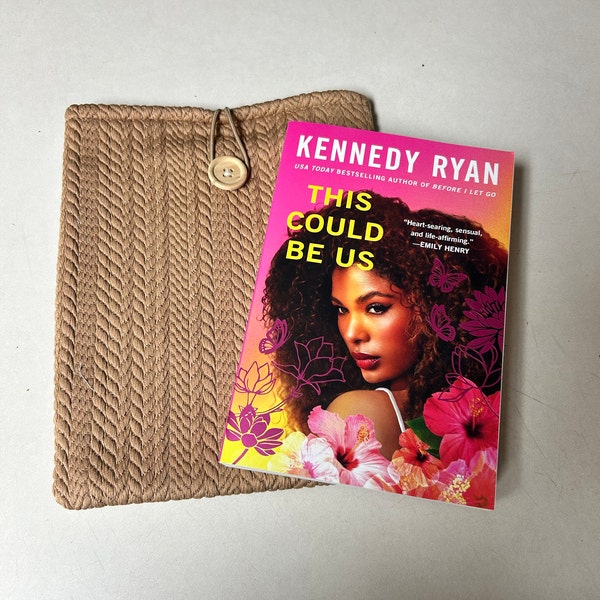 Beige & Brown Knitting Pattern Book Sleeve, Padded Book Protector, Book ...