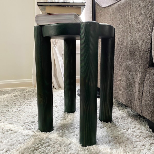 Hunter Green Wood Stool: Scandinavian Plant Stand or Seating - Etsy