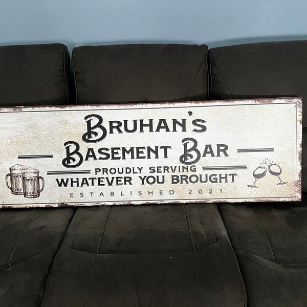 Basement Bar and Lounge Sign Rustic Basement Bar Wall Décor ...