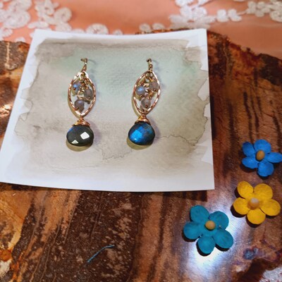 Moonstone, Apatite & Teal Kyanite Gemstone Earrings, Multi Gemstone ...