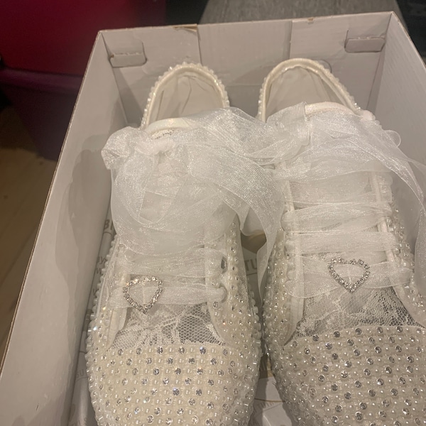 Wedding Shoes for Bride White Color Diamond and Pearl Plated Original ...