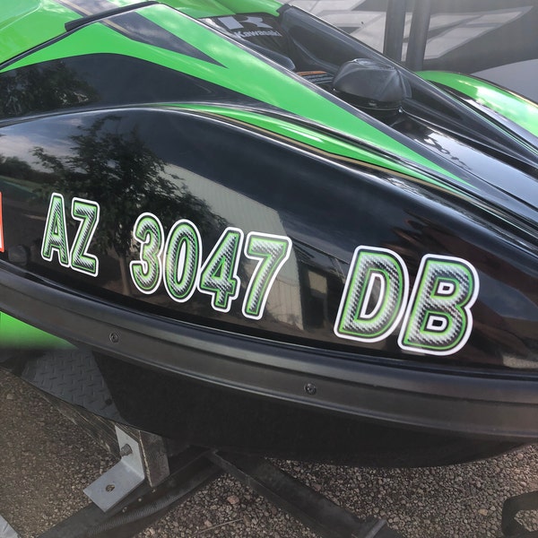 Black Carbon Green Registration Numbers and Letters Decals Vinyl Names ...