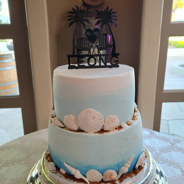 Custom Palm Trees Last Name Cake Topper Wedding,tropical Wedding Topper ...