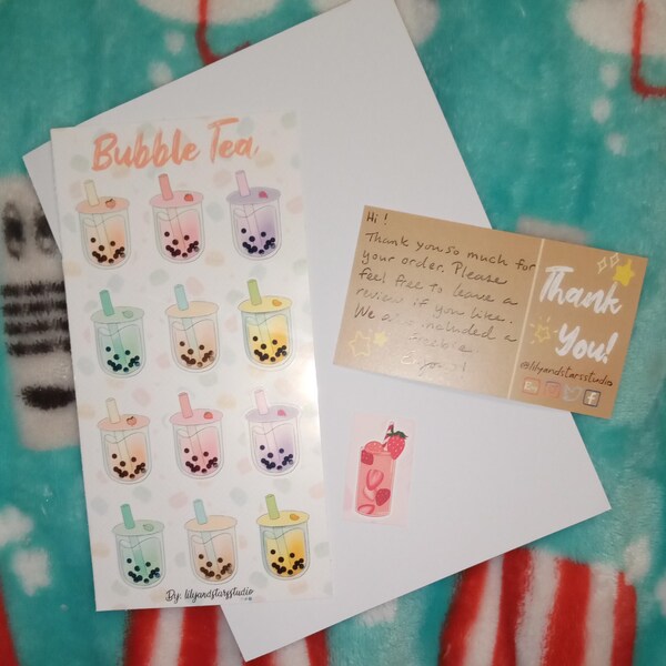 Bubble Tea Stickers Pastel Rainbow Colors Cute Boba Kawaii Aesthetic ...