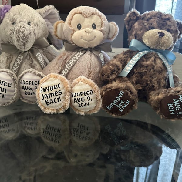 Teddy Bear Birth Stats Stuffed Animal, Personalized Plush Bear Birth ...