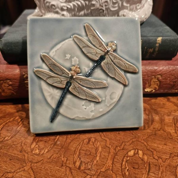 Dragonflies Set of Two. 4" X 4", Dragonfly in Moonlight - Etsy