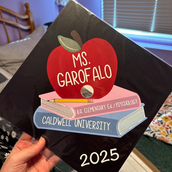 Custom "alphabet Border" Graduation Cap Topper, Teacher Graduation Cap ...