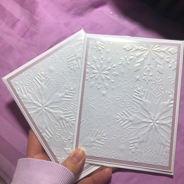 Embossed Snowflake Christmas Cards: Handmade Holiday Greeting Card Set ...