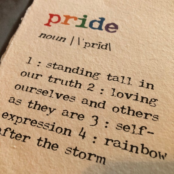 Pride Definition Print in Typewriter Font on 5x7, 8x10, 11x14 Handmade ...