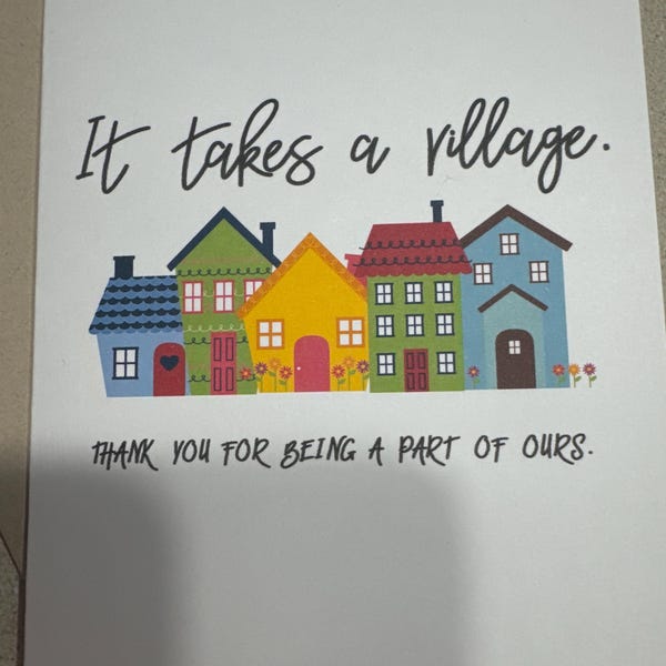 It Takes a Village Thank You Greeting Card for Teachers, Card for Mom ...