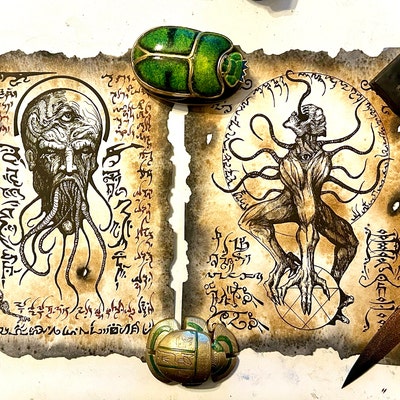 Cthulhu NECROMANCER Necronomicon Scrolls Occult Zombie Horror - Etsy