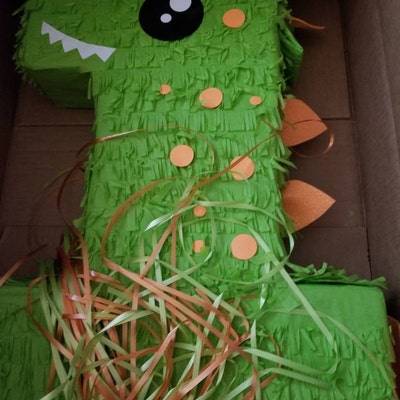 20'' Tall Number One Pinata First Birthday Pinata Bright Green Dinosaur ...