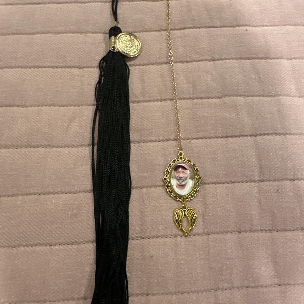 Custom Graduation Tassel Photo Charm With Angel Wings, Memorial ...